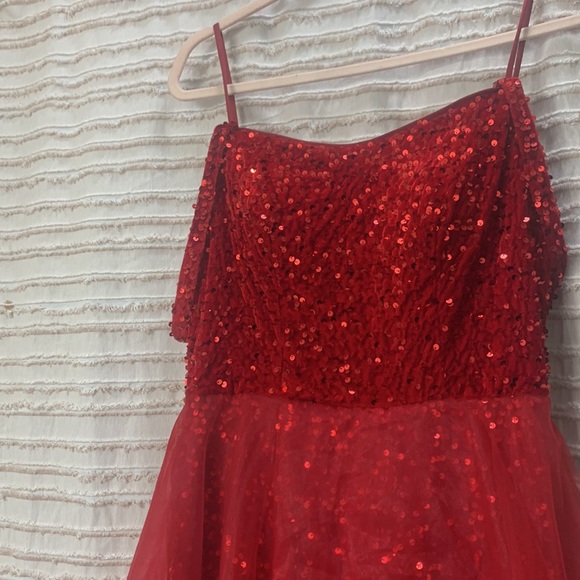 Dresses | Never Worn Ruby Red Prom Dress With A Lace Up Back | Poshmark